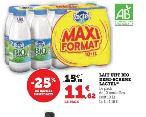 Promo Lait Uht Bio Demi écrémé Lactel chez Hyper U iCatalogue fr