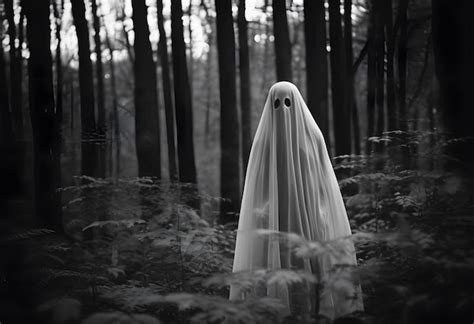 Premium AI Image Gloomy Ghost Standing On Ground In Forest 3