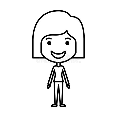 Car cter Feliz Del Kawaii De La Mujer De La Historieta Ilustración del
