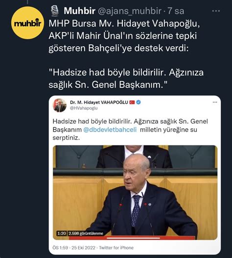 Muhbir on Twitter AKPli Ünala önce Bahçeli tepki göstermiş ve
