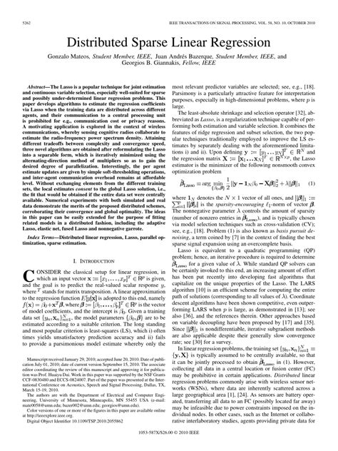 pdf distributed sparse linear regression