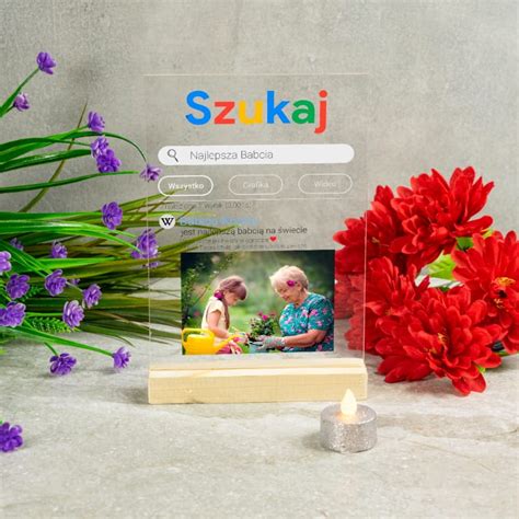 TABLICZKA ZE ZDJĘCIEM GOOGLE PREZENT NA DZIEŃ BABCI DZIADKA WALENTYNKI