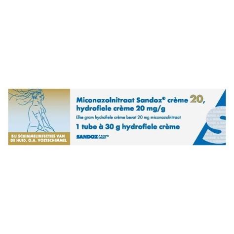 Sandoz Miconazolnitraat 20mg g Hydrofiele Crème 30g bestellen bij BENU Shop