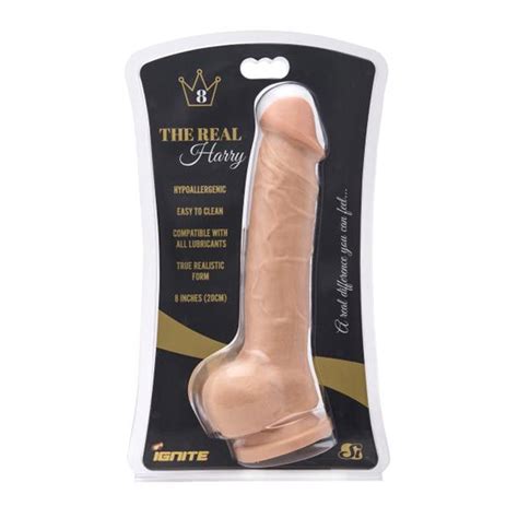 Real Harry Dildo Balls Suction Cup 8 Inches Vanilla