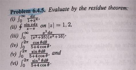 solved problem 6 4 5 evaluate by the residue theorem oo dx