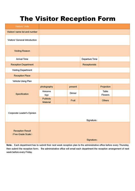 WORD Of The Visitor Reception Form Doc WPS Free Templates