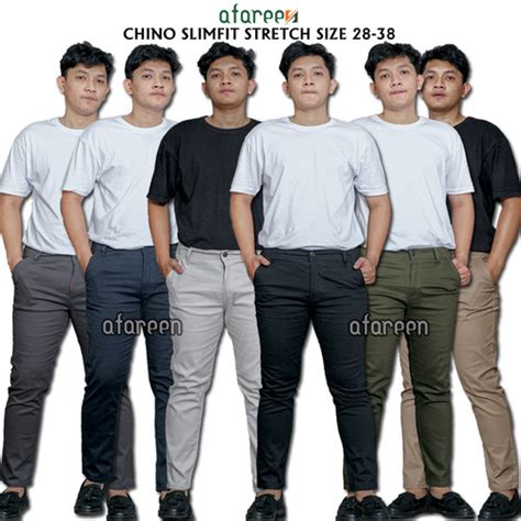 Jual Celana Chino Panjang Pria Celana Chinos Slim Fit Stretch Abu Tua