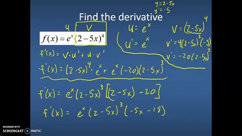 exponential derivatives with chain rule youtube