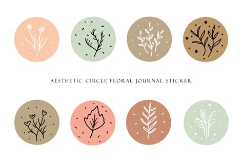 Aesthetic Cute Circle Shape Journal Sticker Collection 22917299 Vector