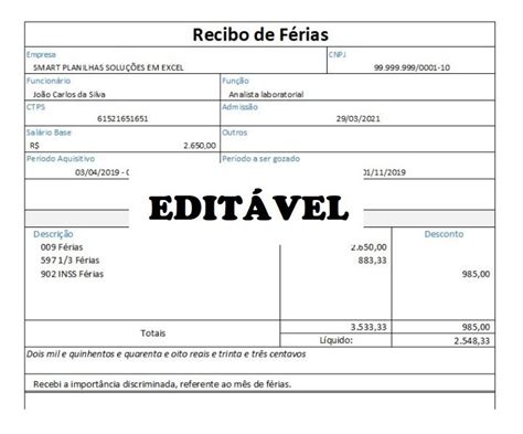 Recibo De Ferias Modelo Images And Photos Finder
