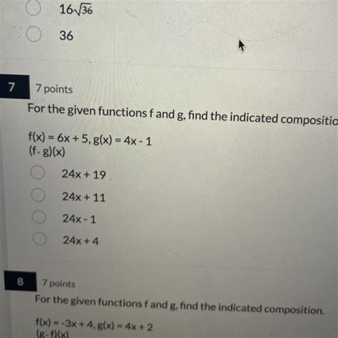 For The Given Functions F And G Find The Indicated Composition F