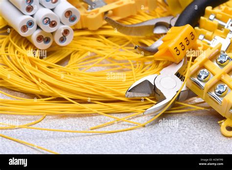 Tools And Cables Used In Electrical Home Installation Stock Photo Alamy
