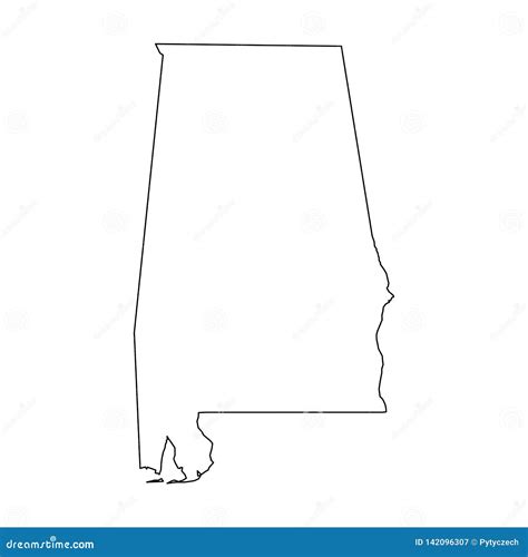 Alabama State Of USA Solid Black Outline Map Of Country Area Simple