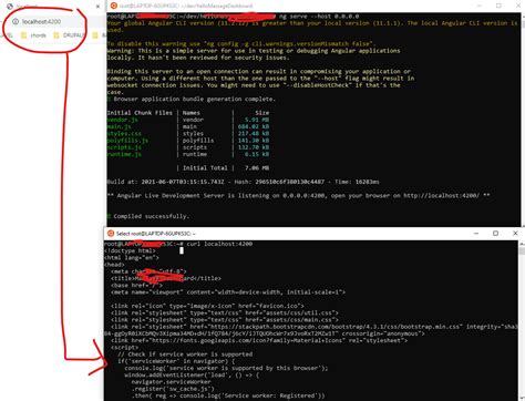 docker not able to access angular webserver inside linux contianer from windows host stack