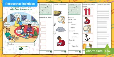 Cuadernillo Sílabas inversas AN EN IN ON UN Twinkl
