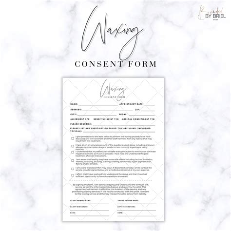 Waxing Consent Form Etsy
