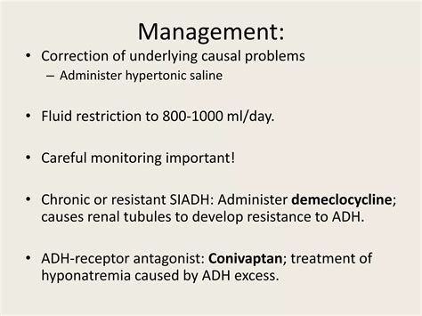Syndrome Of Inappropriate Anti Diuretic Hormone Release SIADH PPT