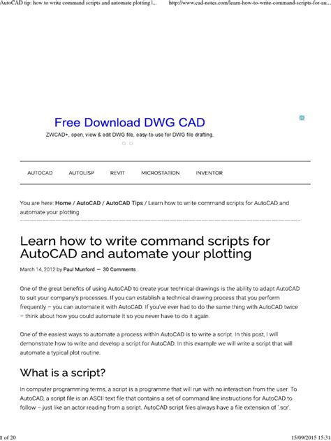 autocad tip how to write command scripts and automate plotting cadnotes pdf auto cad