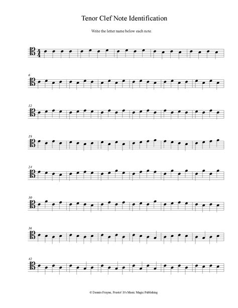 Note Naming Worksheet Treble Clef
