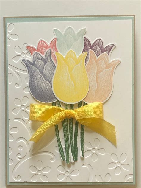 Mothers Day Card Tulip Bouquet Personalization Available Etsy
