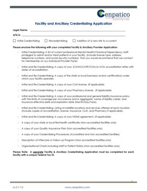 Fillable Online Facility And Ancillary Credentialing Application Fax