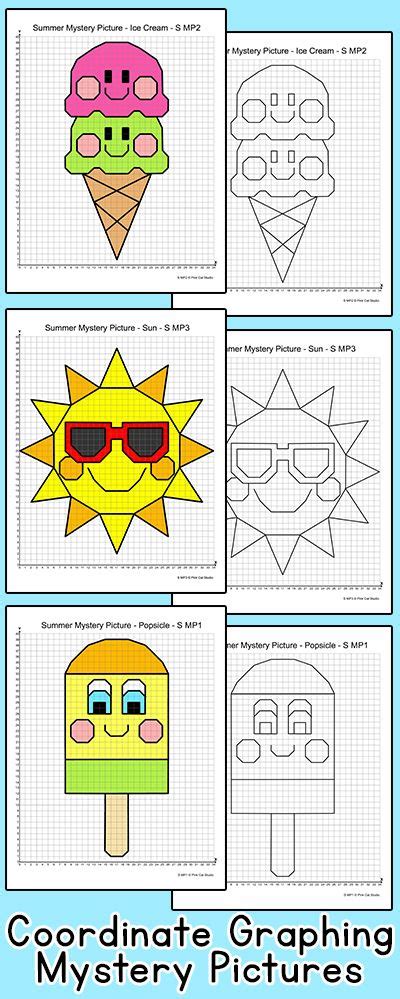 Summer Coordinate Graphing Pictures Fun End Of The Year Math Center