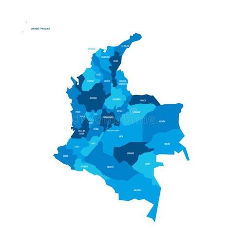 Mapa Pol Tico De Las Divisiones Administrativas De Colombia Stock De