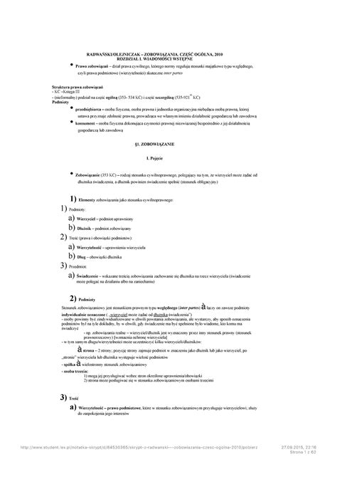 Skrypt Z Radwański Zobowiązania Część ogólna 2010 docx Prawo