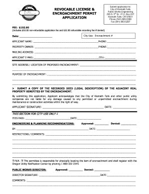Fillable Online ENCROACHMENT PERMIT APPLICATION Fax Email Print