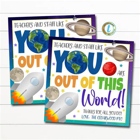 Outer Space Appreciation Gift Tags You Are Out Of This World Teacher