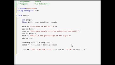 Easy Programming Beginner C Tutorial Tip Calculator 7 Youtube