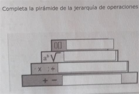 Completa La Piramide De La Jerarqu A De Operaciones Brainly Lat