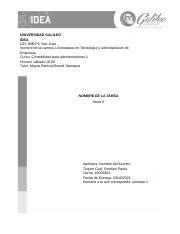 Tarea 3 Contabilidad 1 Docx UNIVERSIDAD GALILEO IDEA CEI IMB PC San