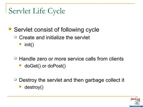java servlet life cycle methods ppt