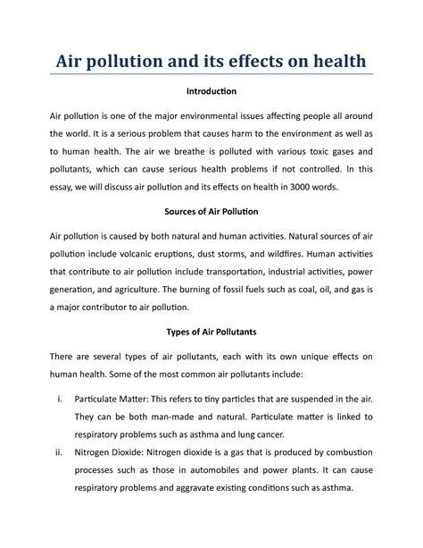 Air Pollution And Its Effects On Health Air Pollution And Its Effects