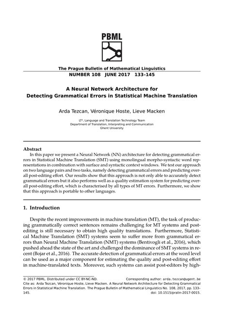 pdf a neural network architecture for detecting grammatical errors in statistical machine