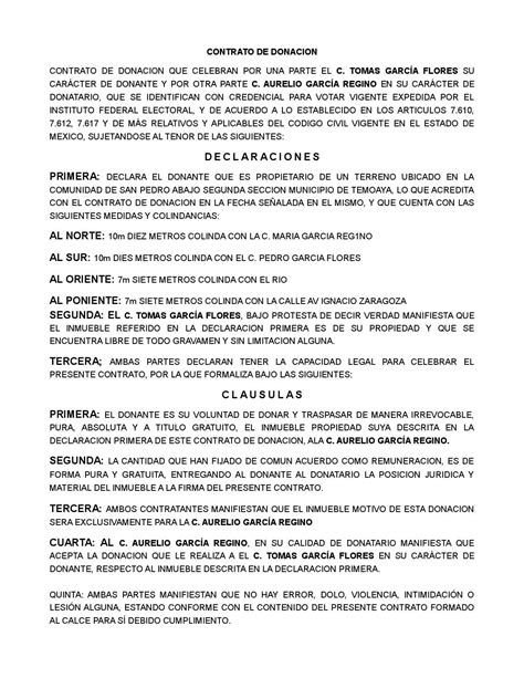 Modelo De Donacion De Dinero