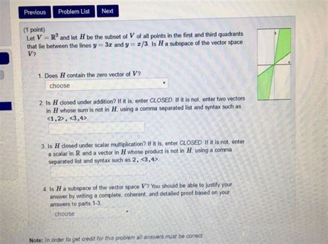 solved let v r 2 and let h be the subset of v of all