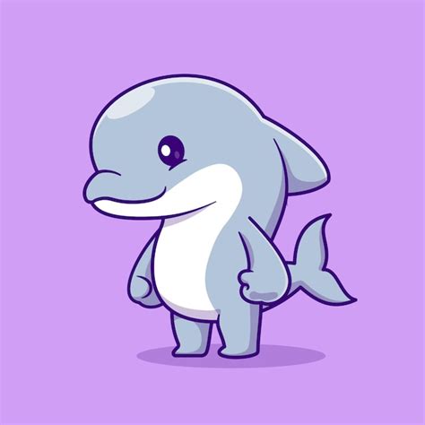 Ilustración de icono de vector de dibujos animados de pie de delfín