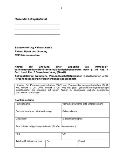 Ausf Llbar Online Absender Antragsteller In Fax Email Drucken