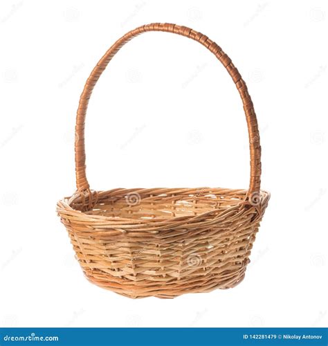 Cesta De Vime Vazia Isolada No Fundo Branco Imagem De Stock Imagem De