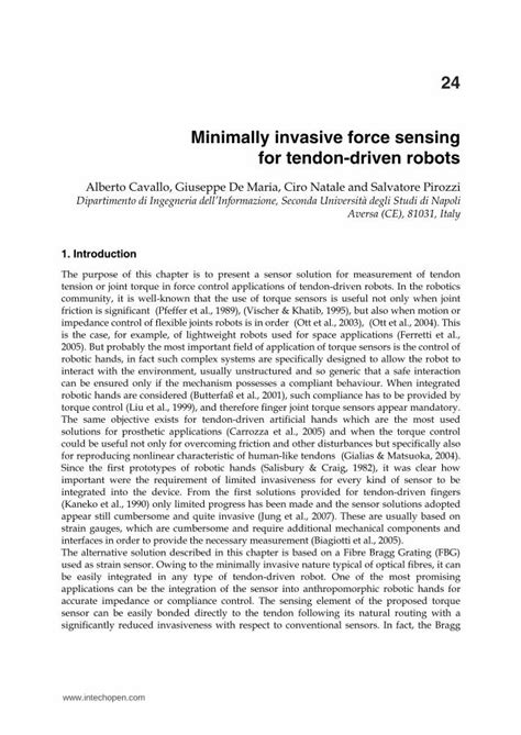 Pdf Minimally Invasive Force Sensing For Tendon Driven Robots