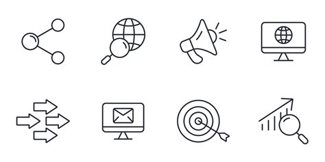 conjunto de iconos de marketing digital elementos de vector de símbolo