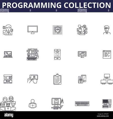 Programming Collection Line Vector Icons And Signs Collection Code