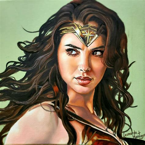 Gal Gadot Wonder Woman By Leonardo Montoya Painting Acrylic