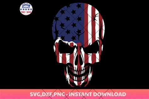 American Flag Skull Svg Patriotic Flag Svg Skull Svg Outlaw Skull
