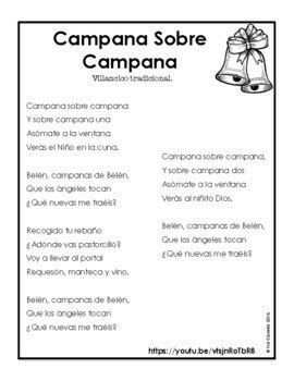 Spanish Christmas Carol Lyric Fill In Campana Sobre Campana TpT