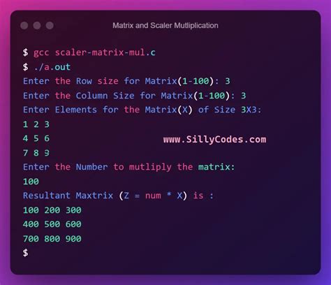 matrix scalar multiplication in c language sillycodes
