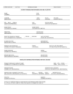 Fillable Online Barry Patient Information Informacion Del Paciente