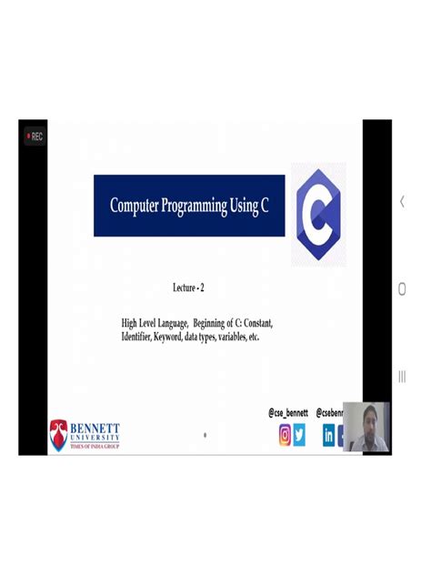 c language lec 2 high level language and beginning of c constant identifier keyword data